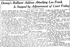 Dorsey’s Brilliant Address Attacking Leo Frank Is Stopped by ...